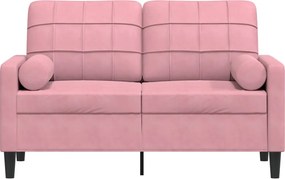 2místná pohovka s polštáři růžová 120 cm samet 3278212