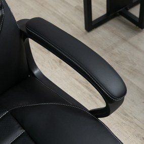 Masážní kancelářská židle Vinsetto v kůži, ergonomická výškově nastavitelná otočná židle, počítačová židle v černé barvě pro kancelář a domácí kancel…