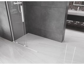 Mexen Velar L, posuvná sprchová zástěna Walk-in 110 x 200 cm, 8mm čiré sklo, bílá matná, 871-110-003-03-20