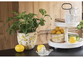 Béžový keramický obal na květináč s citróny Rebekka L – 20x15 cm
