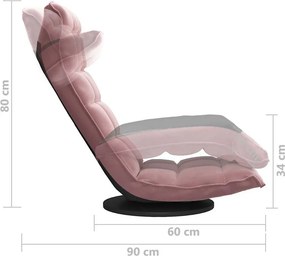 Otočná lenoška na podlahu růžová samet 336568