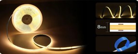 BERGE LED pásek COB Neon 24V - 480D - 9W/m - IP20 - 50m - 990lm - teplá barva