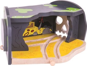 Bigjigs Rail Dřevěný tunel s výhybkou jeskyně lebka