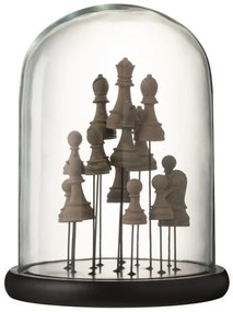 Dekorační podnos se skleněným poklopem Šachy - Ø 23*30 cm