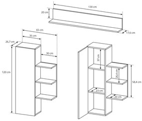 Obývací stěna ALVA | sestava B | dub kraft zlatý/antracit