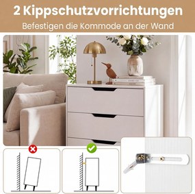 Costway Komoda s 3 zásuvkami ze dřeva. Moderní příborník se zkosenými kovovými