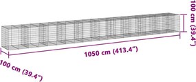 Gabionový koš s víkem 1 050 x 100 x 100 cm pozinkované železo 3295209