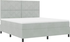 Postel s boxspringem s čelo Světle šedá 180 x 200 cm samet 3339914