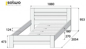 Masivní postel DARA - Solwo Design Dřevo a odstín oleje: DUB Cink - Olej odstín DO204, Rozměr spací plochy: 140x200