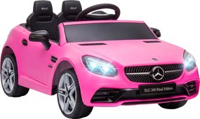 AIYAPLAY Elektrické auto pro děti 3+ let Mercedes SLC 300 12V s dálkovým ovládáním, LED předními světly, klaksonem a hudbou - Růžové