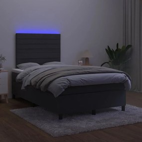 Box spring postel s matrací a LED černá 120x200 cm samet 3136175
