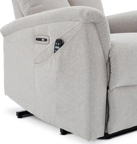 Křeslo polohovací masážní s výhřevem, 8bodová vibrační masáž, zvedací systém, USB, krémová látka (72 x 95) cm