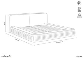 Zelená čalouněná dvoulůžková postel s úložným prostorem s roštem 180x200 cm Keoni – Makamii