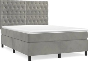 Box spring postel s matrací světle šedá 140x200 cm samet 3143205