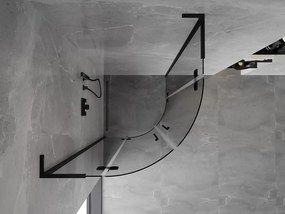 Mexen Mist L, čtvrtkruhový sprchový kout s 2-křídlými dveřmi, 90 x 90 cm, čiré sklo, černý profil, 8A33L-090-090-70-00