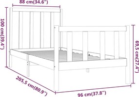 vidaXL Rám postele masivní borovice 90 x 200 cm [3106689] Barva: Přírodní