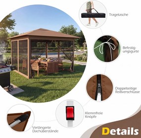 Costway Gazebo One Push Výškově nastavitelné s moskytiérou Dvojitá střešní taška