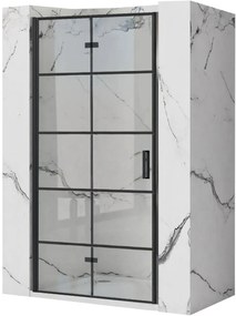Rea Molier, skládací sprchové dveře 80x190cm do otvoru, 6mm čiré sklo, černý profil, KPL-K9537