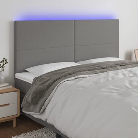 Čelo postele s LED tmavě šedé 180x5x118/128 cm textil 3122159