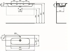 Ideal Standard i.Life A Nábytkové umyvadlo 124 cm, bílá T462201