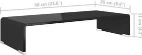 TV stolek / podstavec na monitor sklo černý 60x25x11 cm 244135