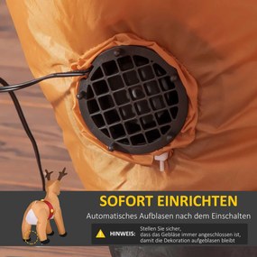HOMCOM Nafukovací sob, 1,8 m, LED světla, příslušenství, automatické nafukování, žlutá