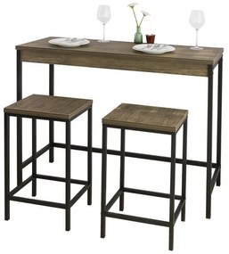 Sobuy SoBuy OGT30-N 3 dílná sada barových stolů Bistro stůl se 2 barovými židlemi Kuchyňská linka s barovými židlemi Průmyslový