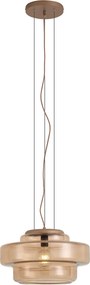 Retro závěsná lampa tmavý bronz s jantarovým sklem - Barb