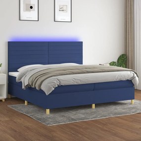 Box spring postel s matrací a LED modrá 120x190 cm textil