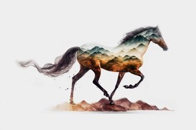 Plakát - Běžící kůň, akvarel FeelHappy.cz Velikost plakátu: A2 (42 x 59,7 cm)