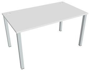Stůl pracovní rovný 140 cm - Hobis Uni US 1400 Dekor stolové desky: bílá, Barva nohou: Stříbrná