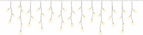 Eco Fix venkovní LED rampouchy, světelné, 200 × 50 cm, teple bílá, 60 diod, 36 V, bílý kabel, IP44, prodlužovací