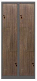 Kovová skříň JULIA, 800 x 1850 x 450 mm, Eco Design: antracitová/ ořech