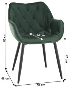 Designové křeslo FEDRIS sametová látka Velvet zelená, kov černý