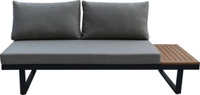 Zahradní set NOREVIA - polywood, hliník, látka, šedá / hnědá