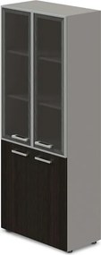 Vysoká široká skříň TopOffice 79,8 x 40,4 x 196,5 cm, dvířka wenge