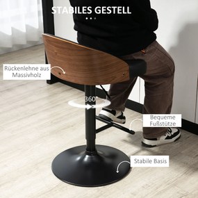 HOMCOM sada 2 barových židlí otočné barové židle s podnožkou výškově nastavitelné imitace kůže dřevo 48 x 49,5 x 76-96 cm do kuchyně a baru | Aosom.de