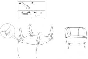 Designové křeslo Caerwyn hnědé