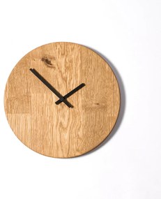 Nástěnné hodiny Pure S, dubové dřevo, černé ručičky