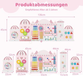 Costway Batole Activity Wall 11-in-1 Montessori dřevěná nástěnná hračka
