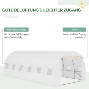 Outsunny náhradní fólie náhradní kryt 600 x 300 x 200 cm s předními dveřmi, 12 oken skleníková fólie odolná proti roztržení, zahradní fólie pro sklen…