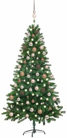 Umělý vánoční stromek s LED a sadou koulí 180 cm zelený 3077641