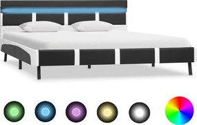 vidaXL Rám postele s LED světlem černý umělá kůže 120 x 200 cm [280308] Barva: Šedá a bílá