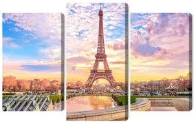 Vícedílný obraz Eiffelova Věž V Paříži Při Západu Slunce Nedostatek Nedostatek Plátno Canvas 180x120