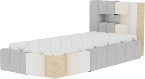 Šedá čalouněná jednolůžková postel s úložným prostorem s roštem 90x200 cm Lamica – ELTAP