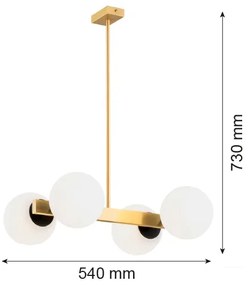 Argon 1767 - Lustr na tyči FREEMONT 4xE27/15W/230V zlatá/bílá/černá