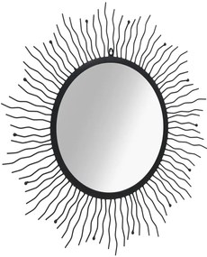 Zahradní nástěnné zrcadlo zářící slunce 80 cm černé - Default Title