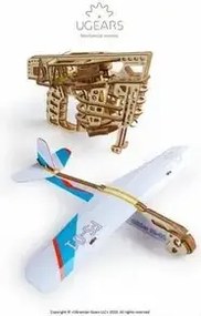 Ugears 3D dřevěné mechanické puzzle Vystřelovací letadlo / od 14 let /