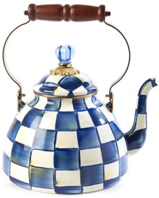 Mackenzie-Childs Modrá smaltovaná konvice na čaj Mackenzie-Childs 2,83L - ROYAL CHECK kolekce