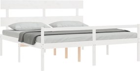 Postel s čelem pro seniory bílý 200x200 cm masivní dřevo 3195372